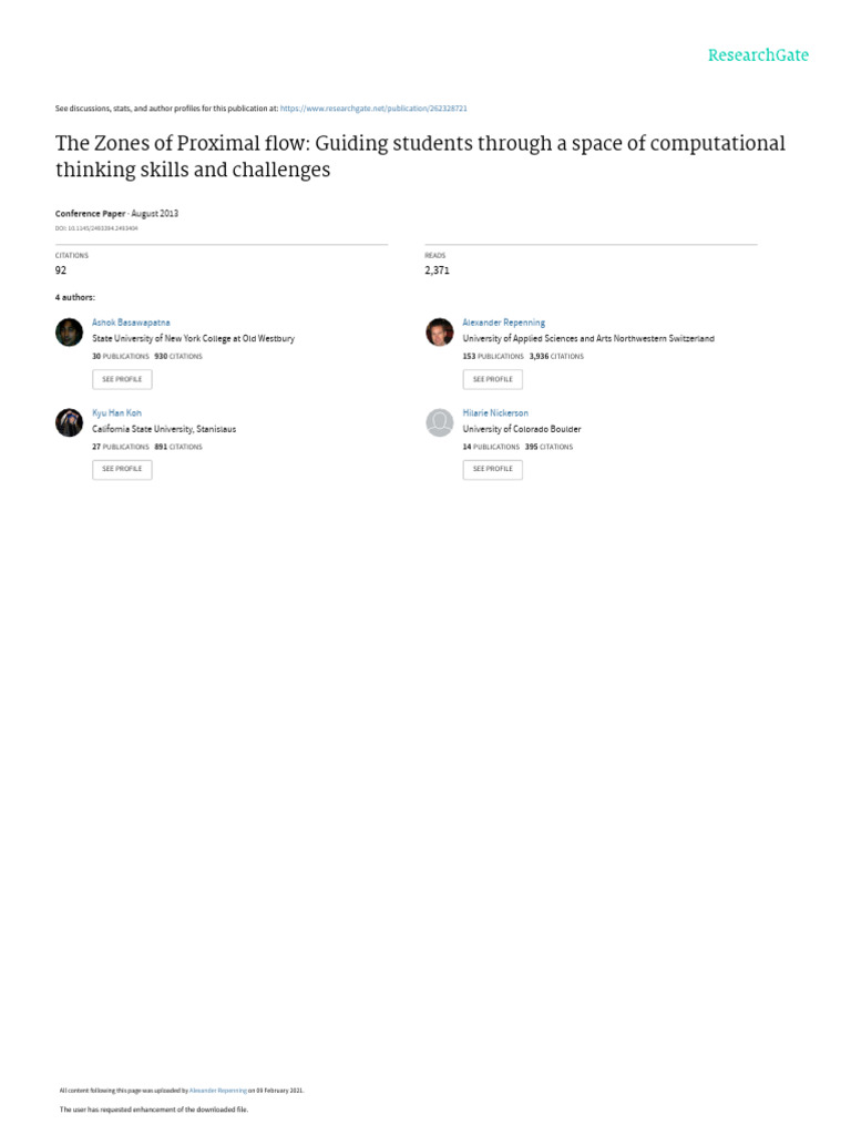 Zones of Proximal Flow ICER 2013 | PDF | Flow (Psychology) | Simulation