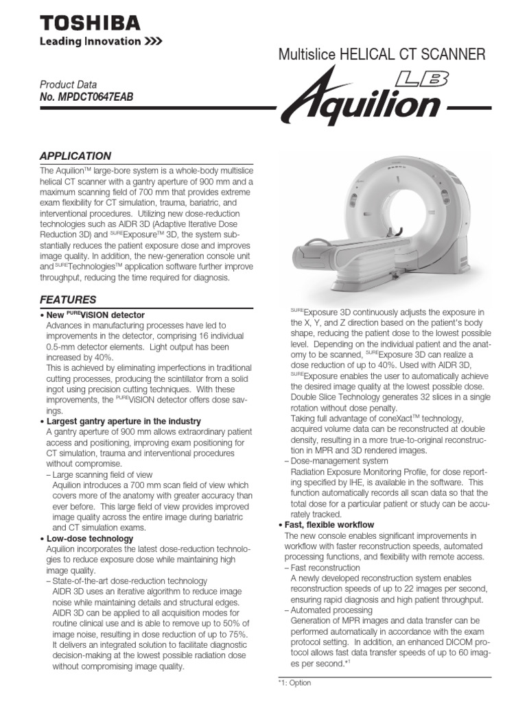 Aquilion LB 16 Slices | PDF | Ct Scan | Image Scanner
