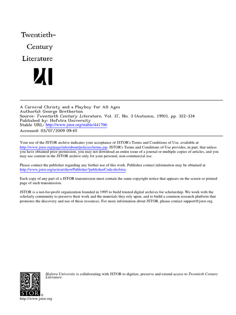 A CARNIVAL CHRISTY AND A PLAYBOY FOR ALL AGES | Download Free PDF | John Millington Synge | Jesus