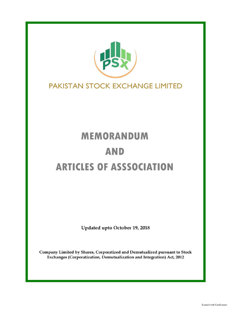 Memorandum and Articles of Association | PDF