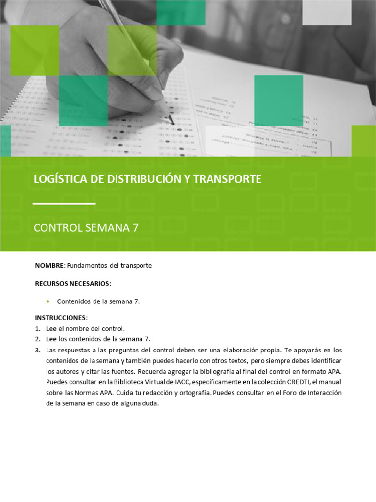 Control 7 Logistica | PDF | Transporte | Business