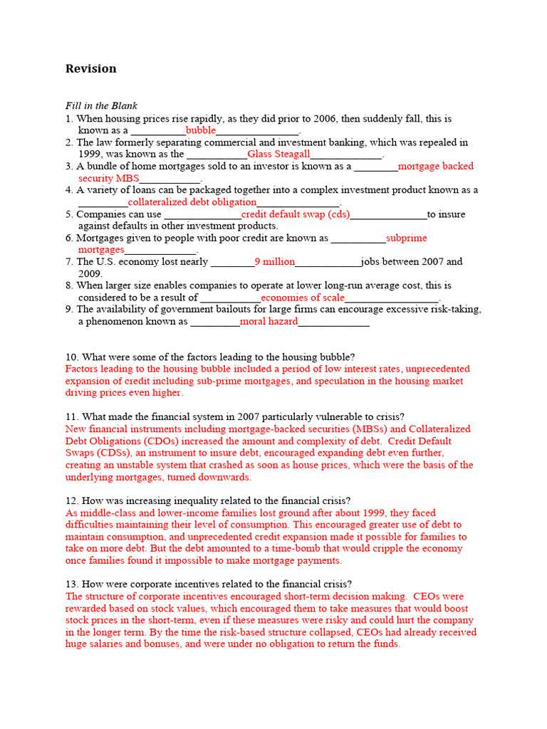 Revision section from Big Short brochure | PDF | Collateralized Debt ...