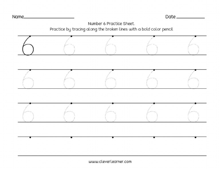 number-six-practice-worksheet-starter | PDF
