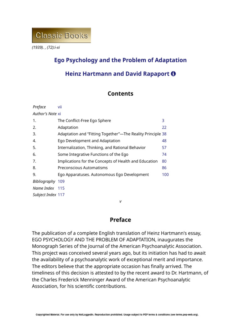 Hartmann Contents | Download Free PDF | Ego Psychology | Id