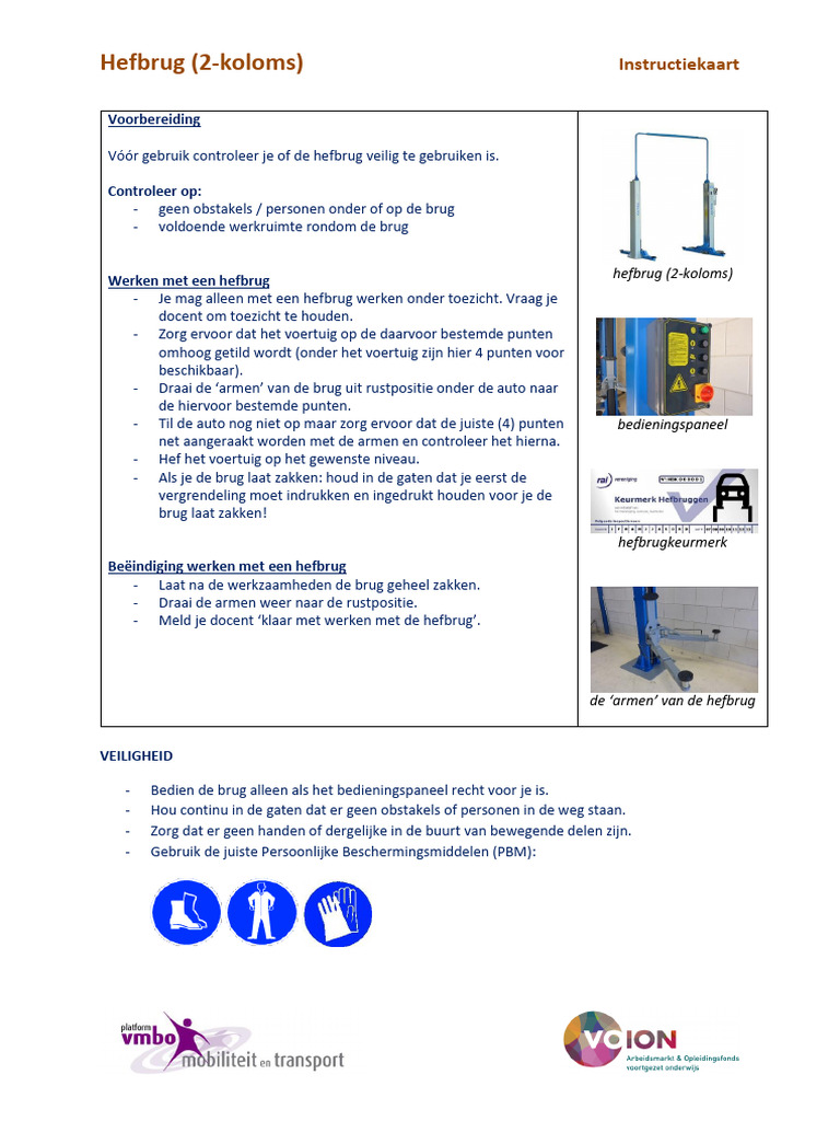 Instructiekaart Hefbrug 2-Koloms DEF | PDF