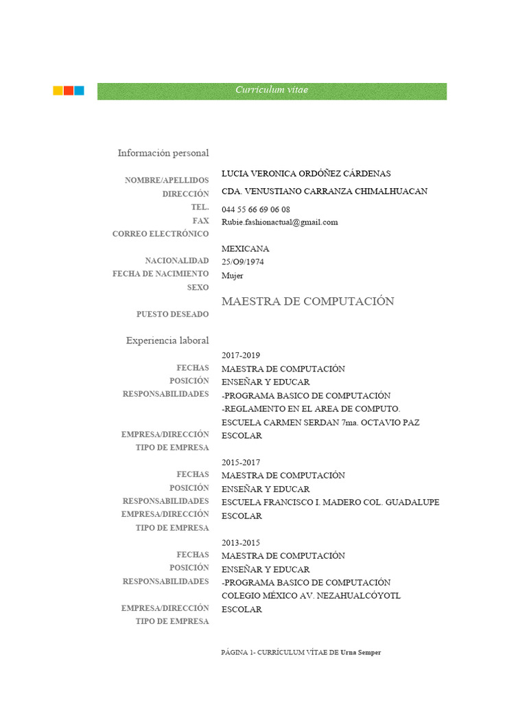 Curriculum 2 | PDF | Informática