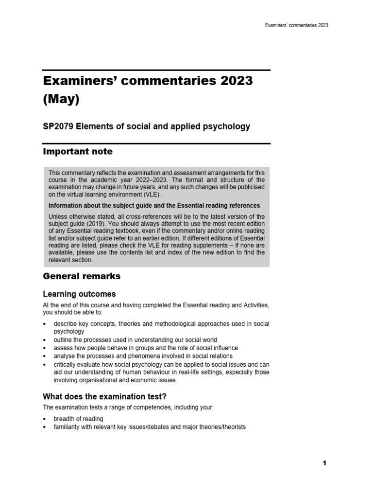 2023 Social Psychology Exam Guide | PDF | Occupational Stress ...