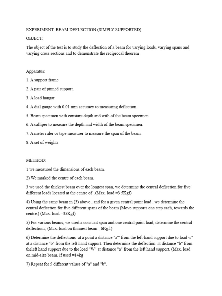Deflection on Beams | Download Free PDF | Elasticity (Physics) | Beam (Structure)