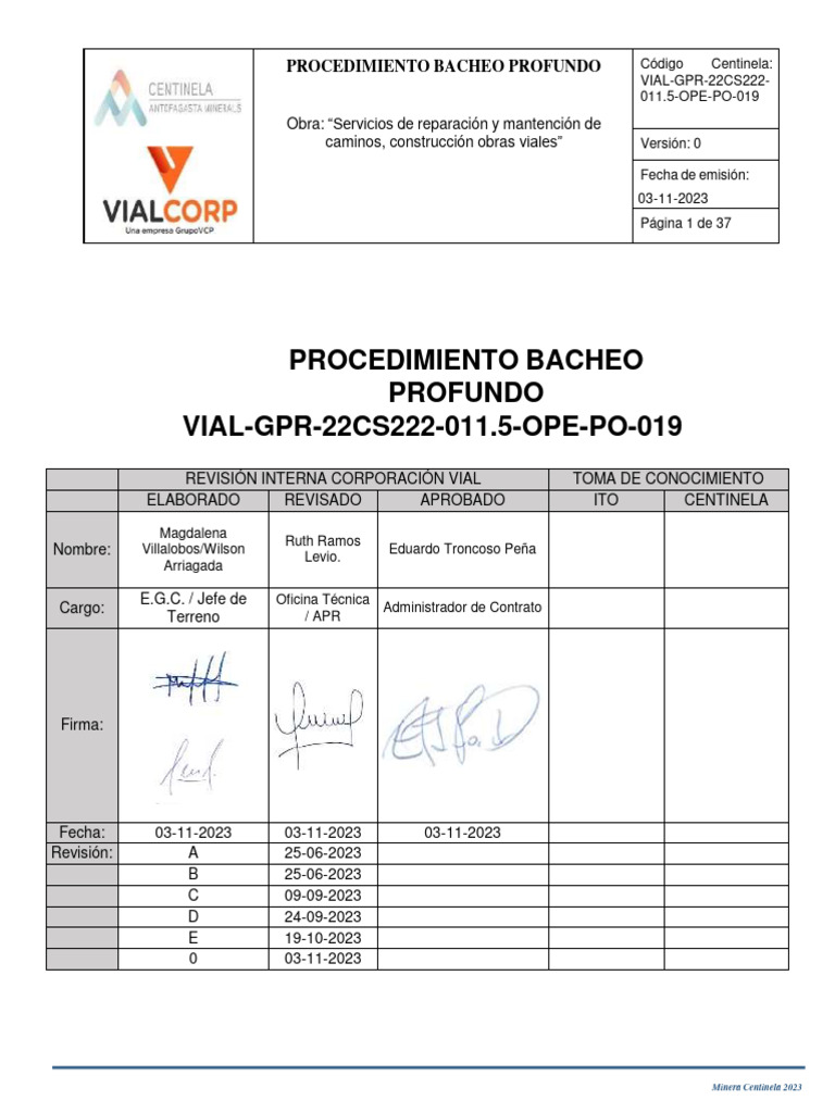 Procedimiento Bacheo Superficial | PDF | Seguridad y salud ocupacional
