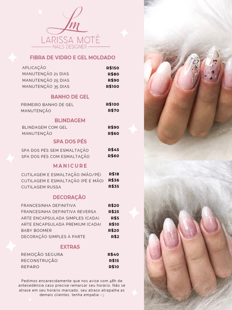 Tabela de Valores Nail Designer | PDF