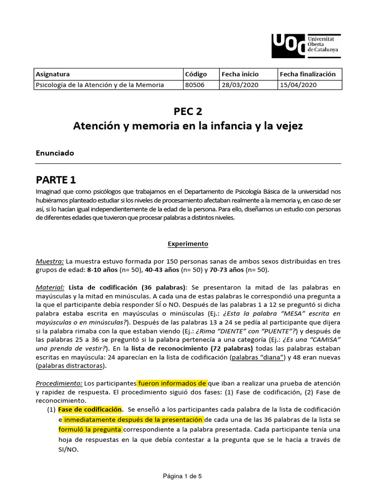 2 PAC2 ENUNCIADO-2020-febr | PDF | Atención | Memoria