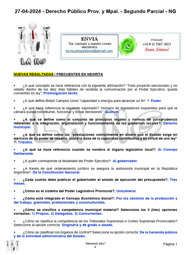27-04-2024 - Derecho Público Provincial y Municipal - Segundo Parcial - NG | PDF | Ejecutivo ...