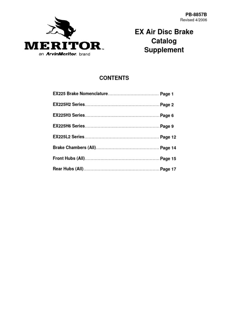 EX225 Air Disc Brake Catalog | PDF | Anti Lock Braking System | Screw