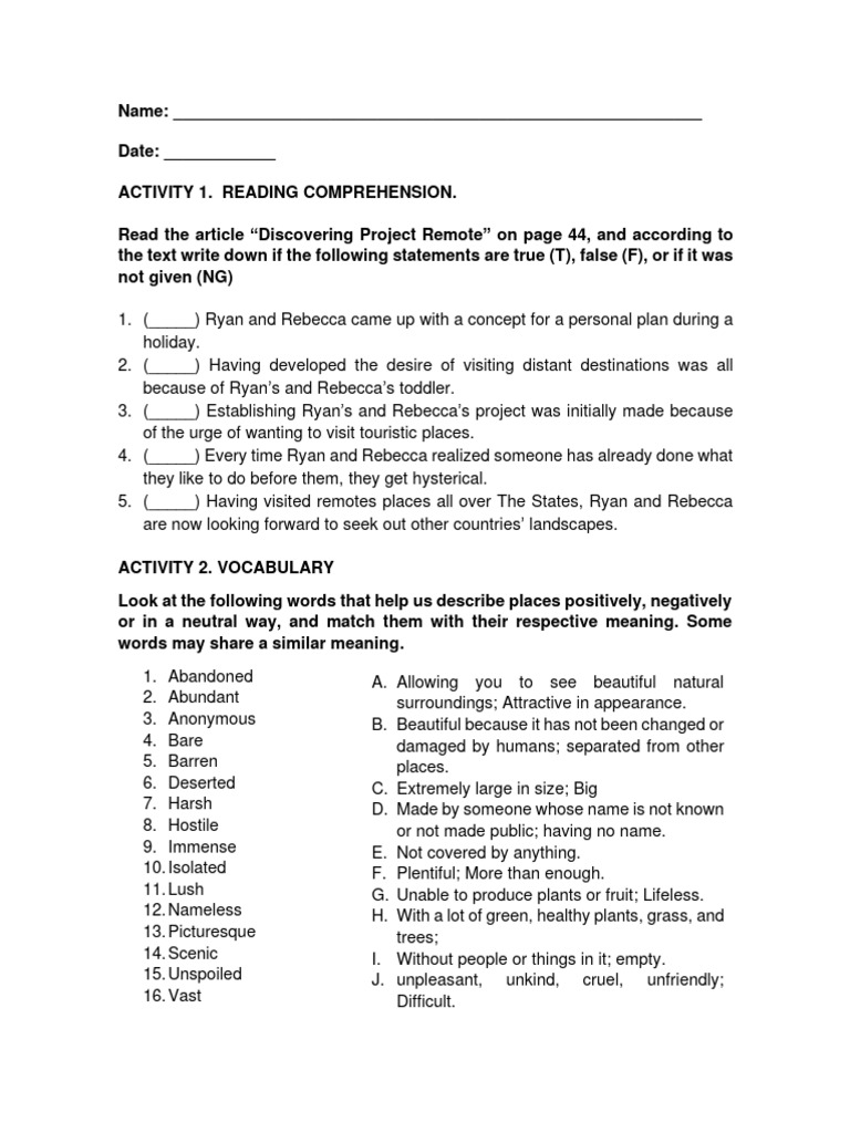 Reading and Vocabulary Evolve 6 C1 | PDF