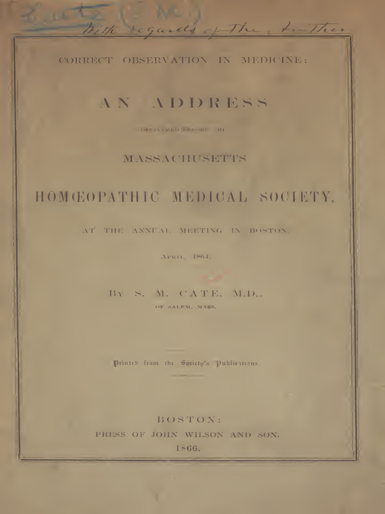 Cate Correct Observation in Medicine - An Address | PDF | Medical Education
