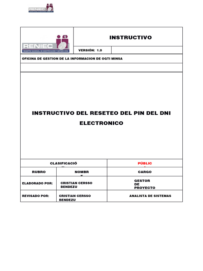 INSTRUCTIVO DE RESETEO DE CLAVE o PIN DEL DNIe | PDF | Software ...