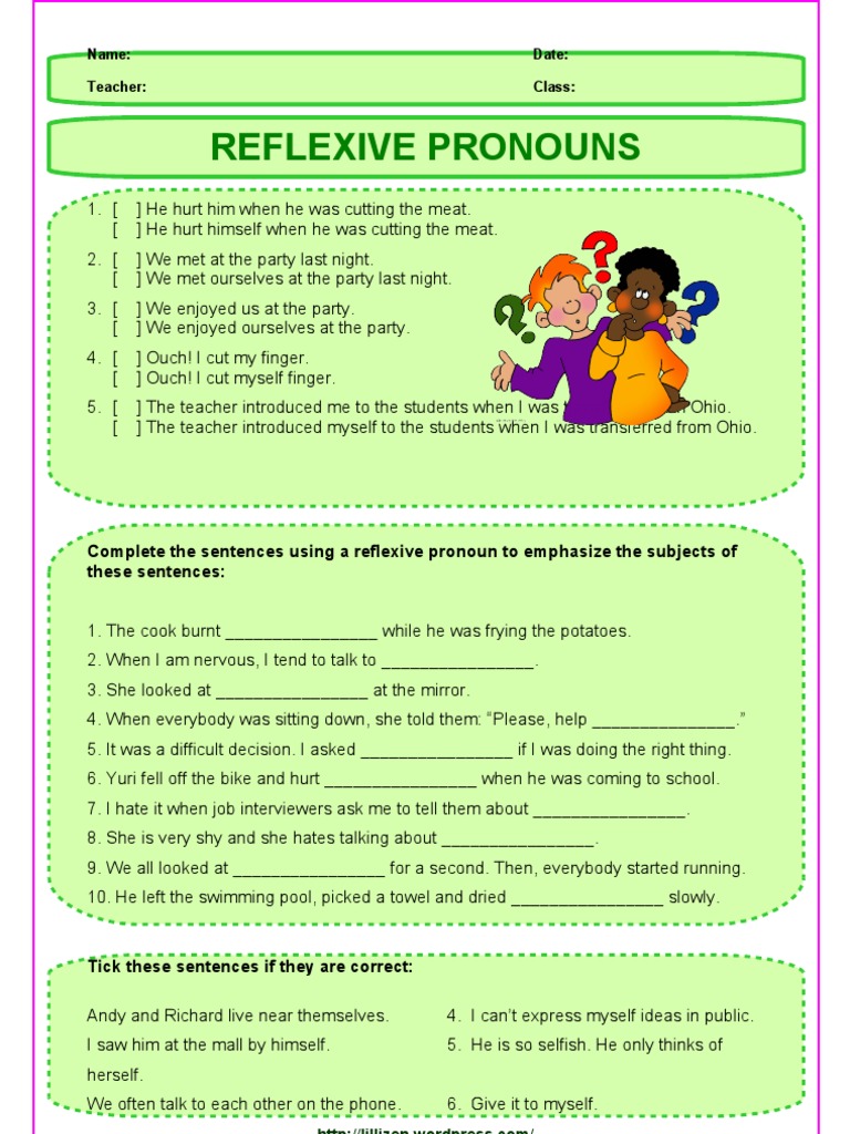 Reciprocal Pronouns Worksheet | PDF