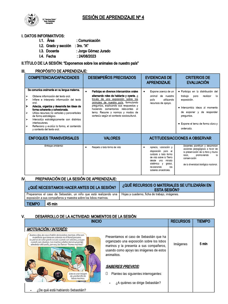 4. SESION DE COMUNICACION -24-08-23-1 | PDF | Aprendizaje | Modificación de comportamiento