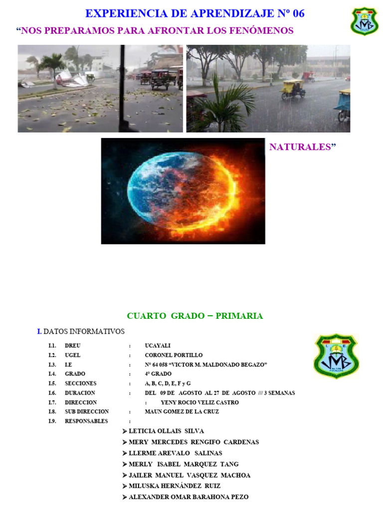 Experiencia de Aprendizaje #06 Cuarto Grado | PDF | Evaluación | Puntuación