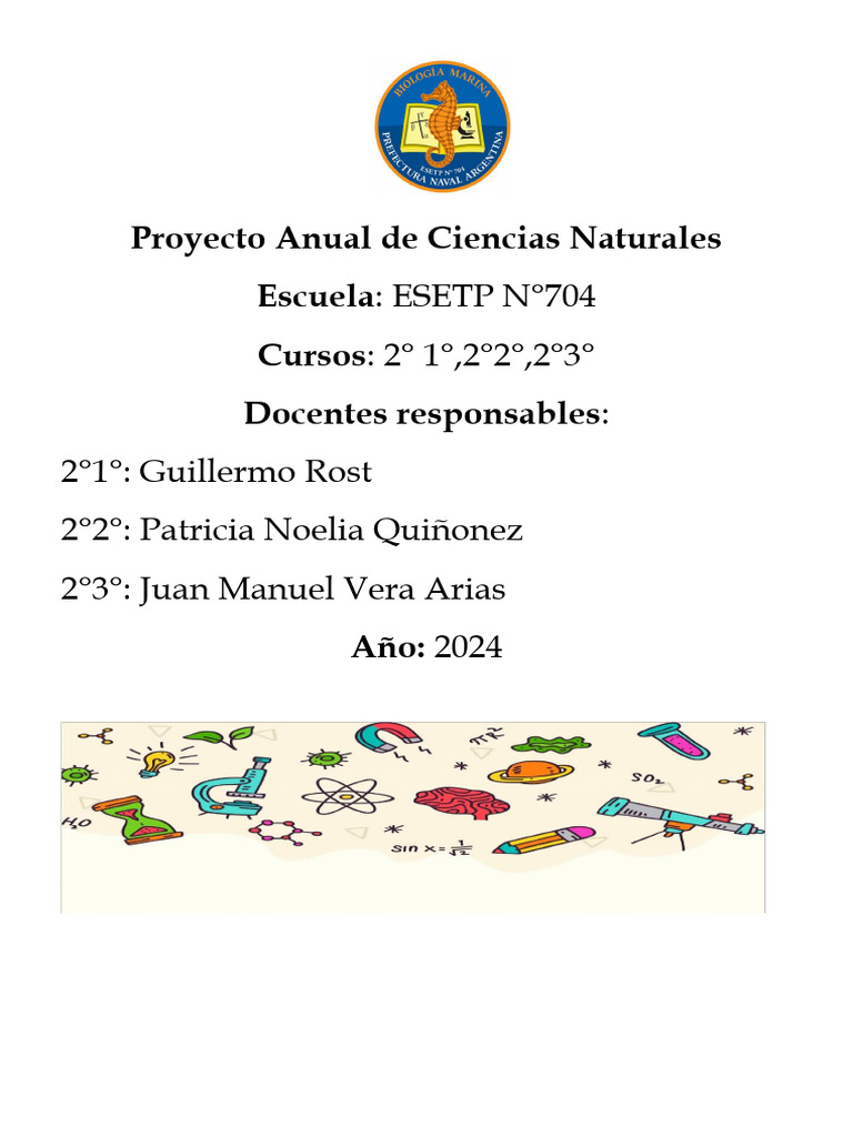 Proyecto 2do Año 2024 | PDF | Evaluación | Química