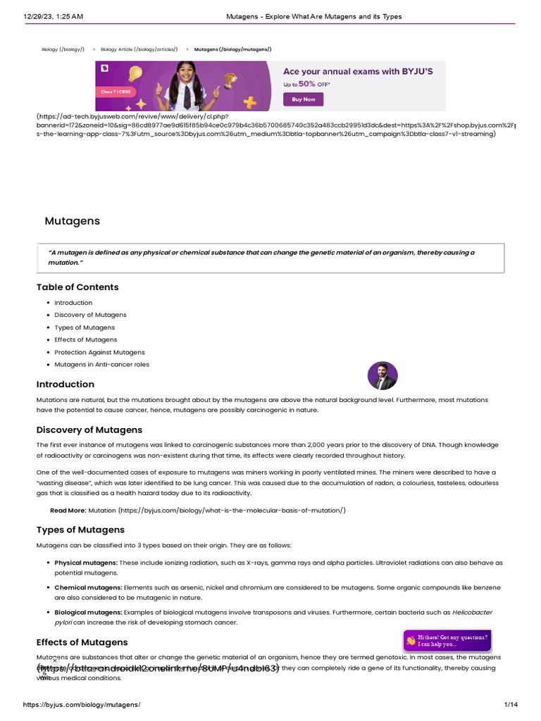 Mutagens - Explore What Are Mutagens and Its Types | PDF | Mutagen ...