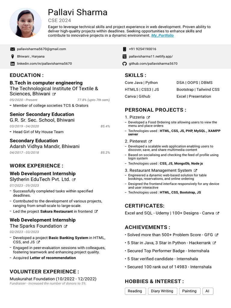 Pallavi Resume | PDF | Web Development | Web Application