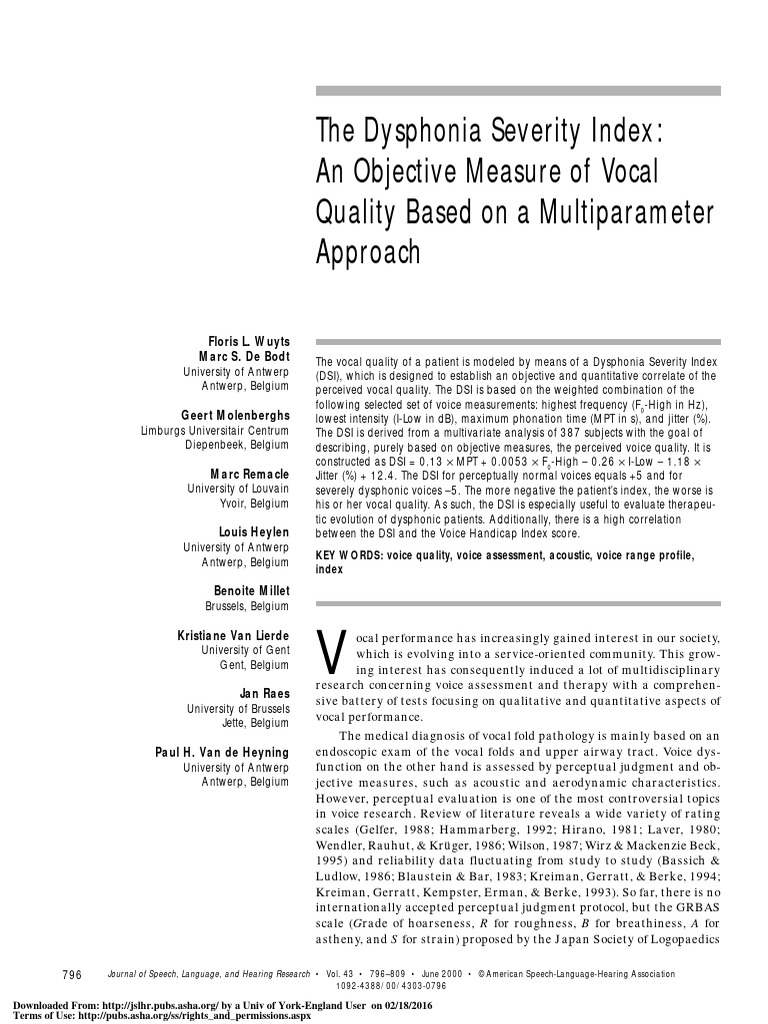 Dysphonia Severity Index Explained | PDF | Logistic Regression ...
