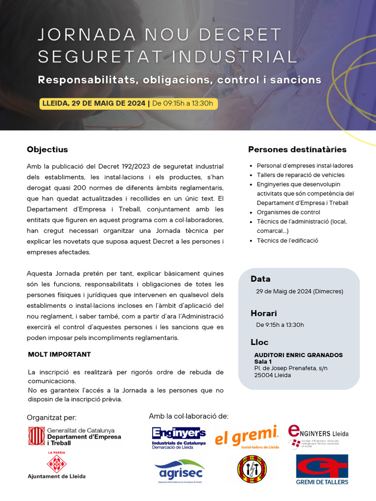 Programa Jornada Nou Decret Seguretat Industrial | PDF