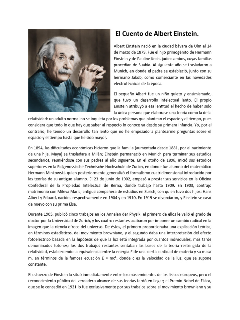 Biografia de Albert Einstein | PDF | Albert Einstein | Science