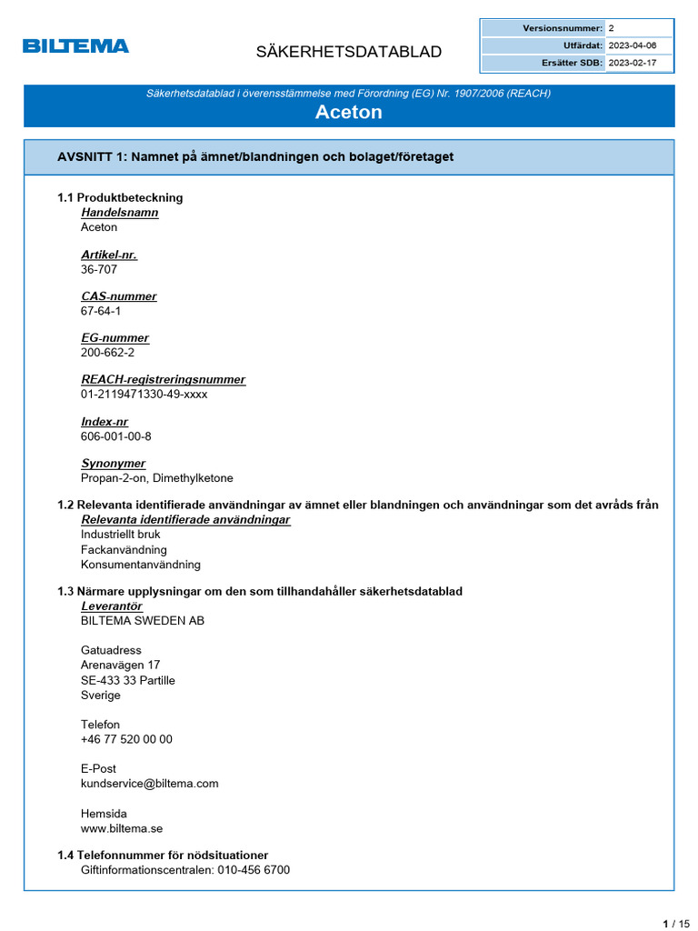 Säkerhetsdatablad | PDF