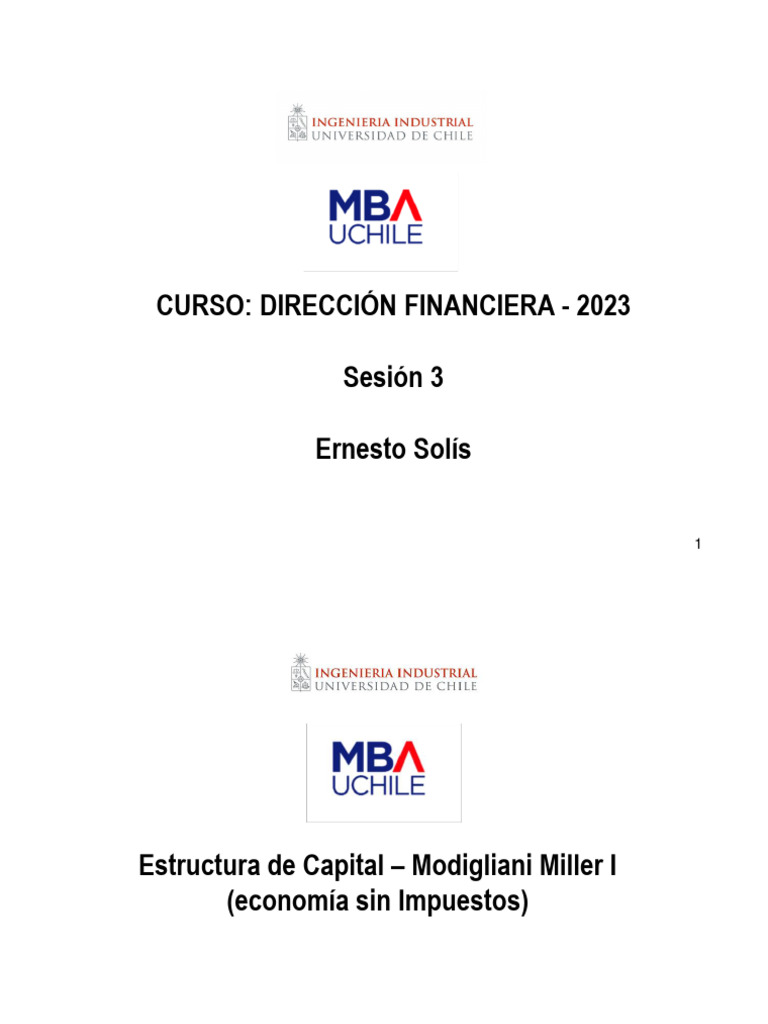 Sesion 3 Estructura de Capital MM 2023 | PDF | Bancarrota | Deuda