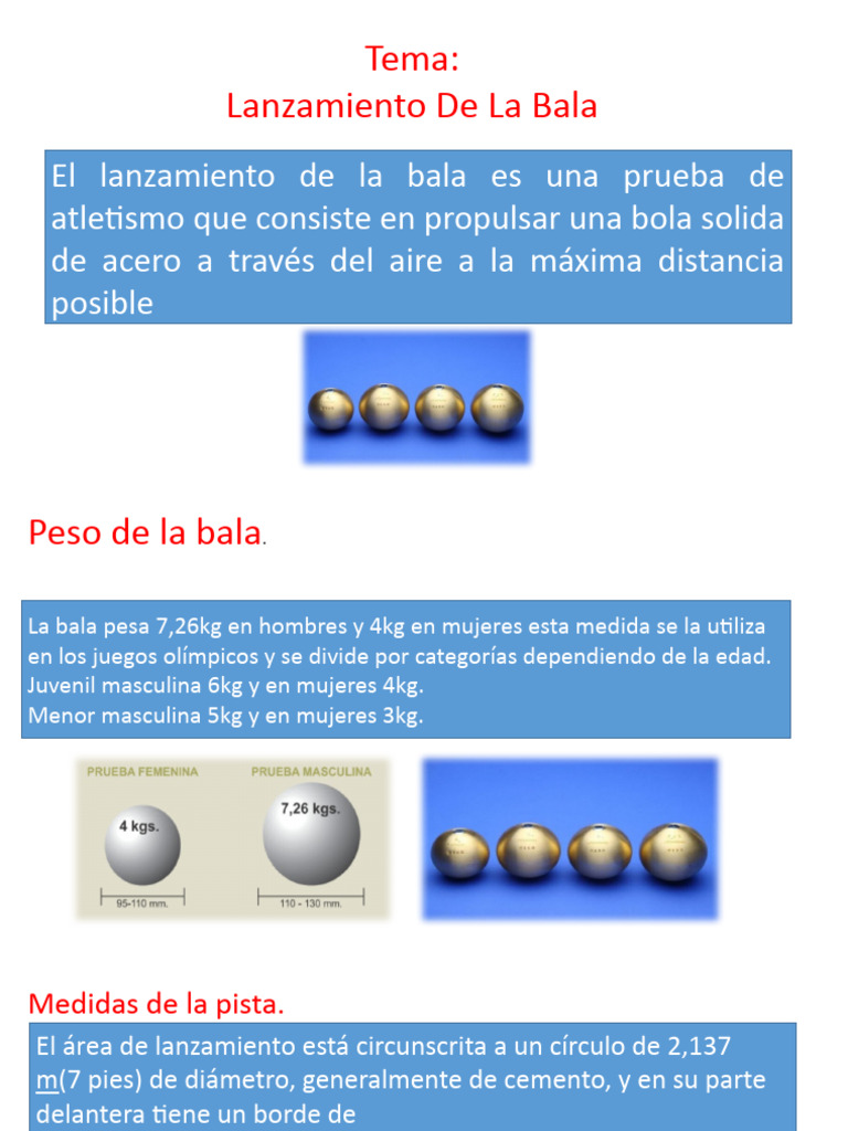 Diapositivas Lanzamiento de Bala | PDF | Deportes y actividades al aire ...