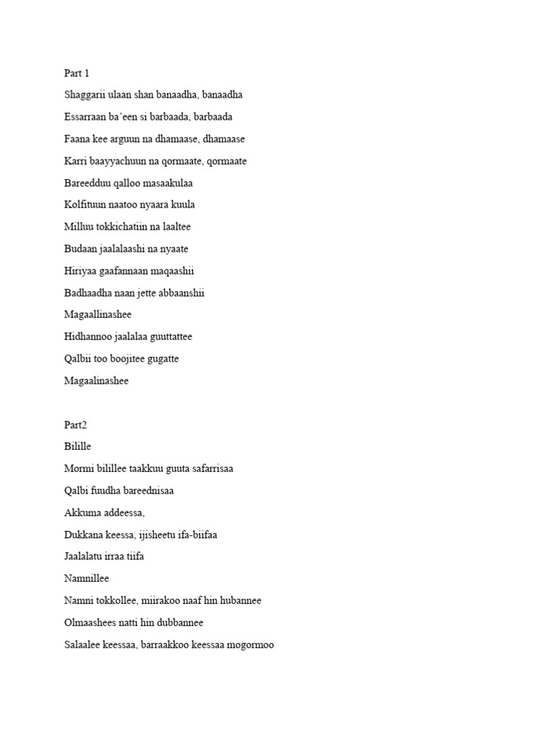 Andualem Gosa Lyrics | PDF