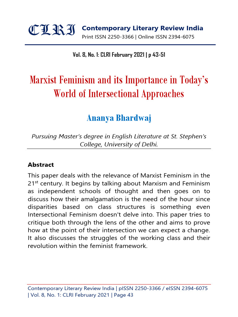 Marxist Feminism and Its Importance in T | PDF | Feminism | Gender Studies