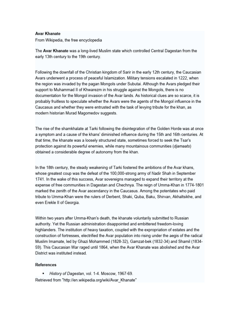 Avar Khanate | Download Free PDF | Caucasus
