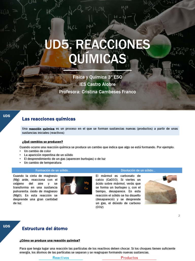 UD 5. Reacciones Químicas | PDF | Reacciones químicas | Redox