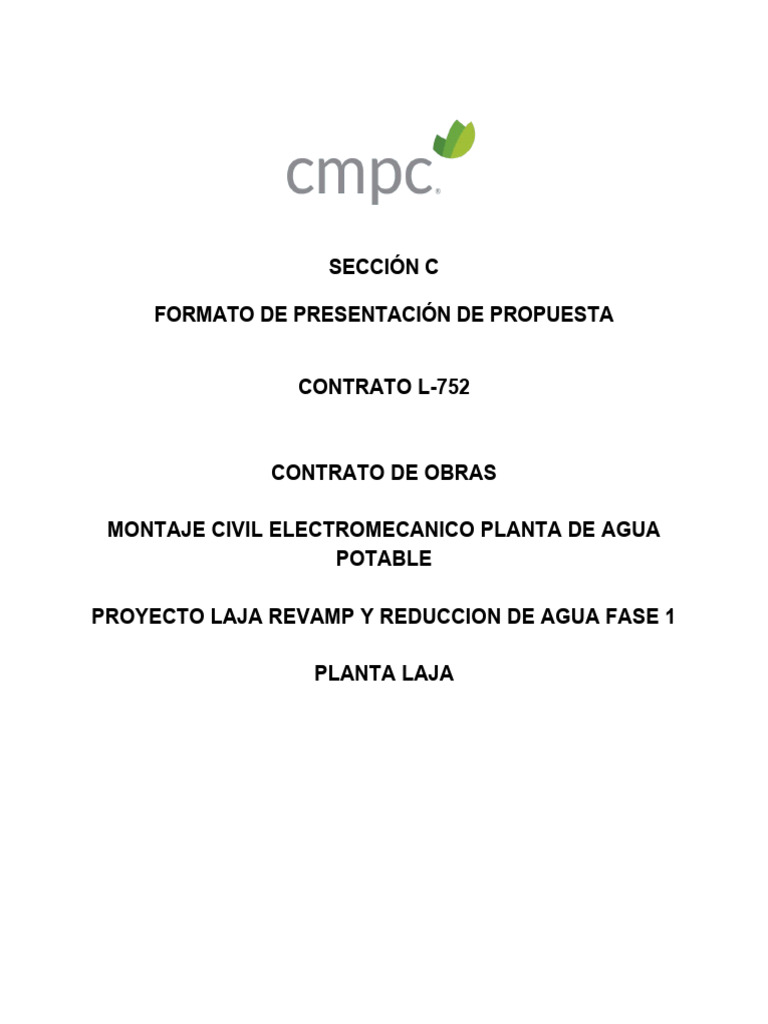 L-752 SECCIÓN C Formato Present. Propuesta - Rev.2 | PDF | Presupuesto
