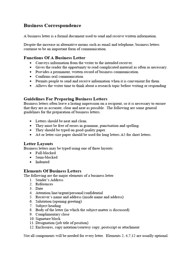 Business Correspondence | PDF | Punctuation | Communication