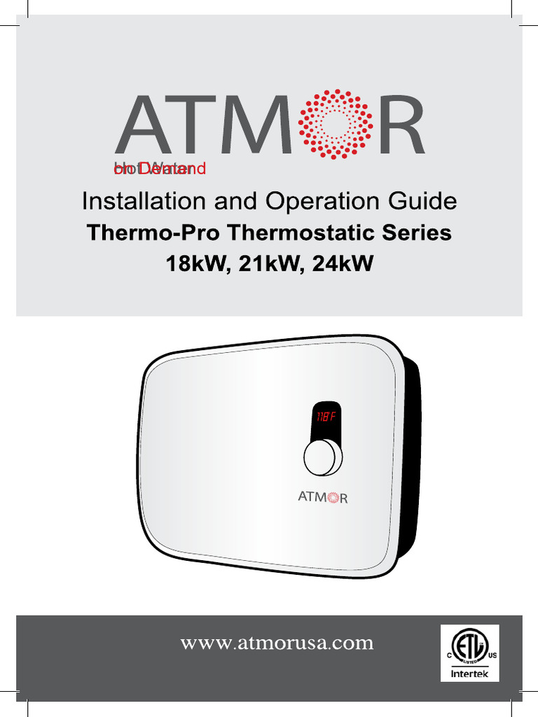 Ficha Tecnica Boiler de Paso Atmor 24kW | PDF