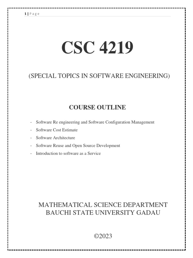 Software Engineering Course Outline | PDF | Software As A Service | Cloud Computing