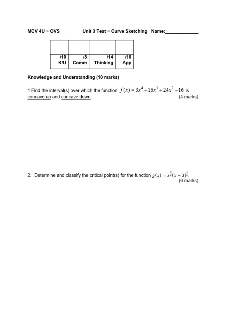 1713333267-MCV 4U OVS Unit 3 Test C Fixed Curve Sketching | PDF ...