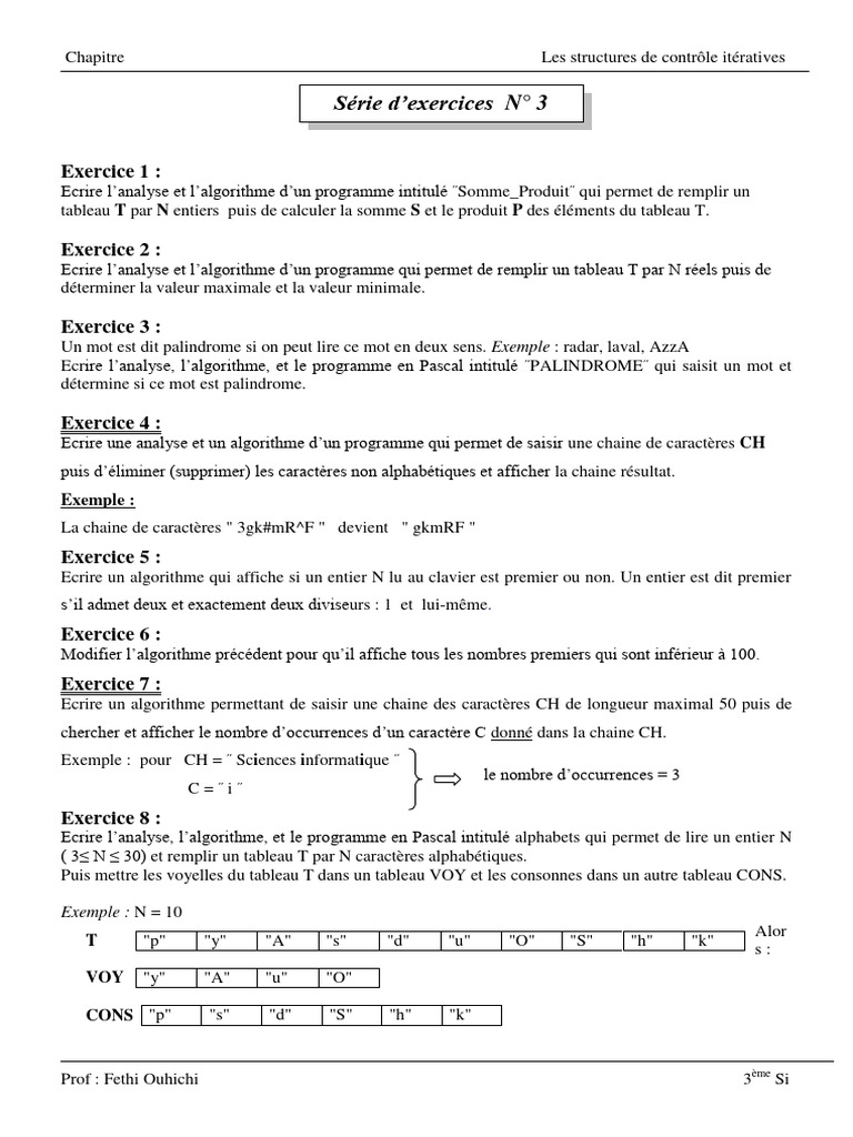Exercices sur les structures itératives | PDF | Matrice (Mathématiques ...