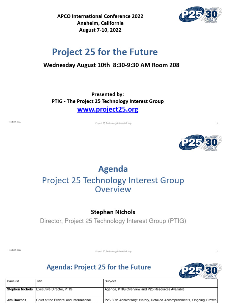 APCO 2022: Project 25 Future Panel | PDF | Interoperability | Radio
