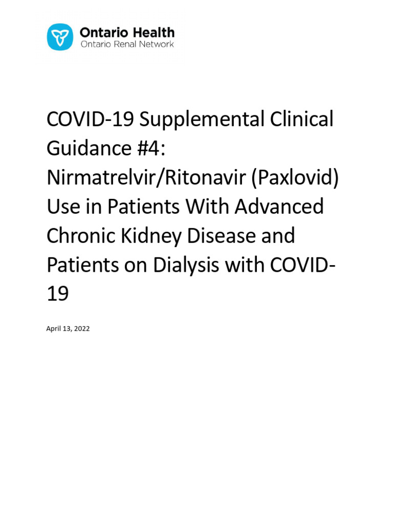 Paxlovid Dosing for CKD Patients | PDF | Chronic Kidney Disease ...