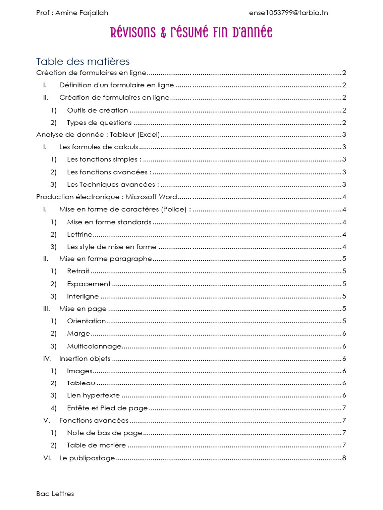 Révisions Bac Lettres 2024 | PDF | Microsoft Excel | Feuille de calcul