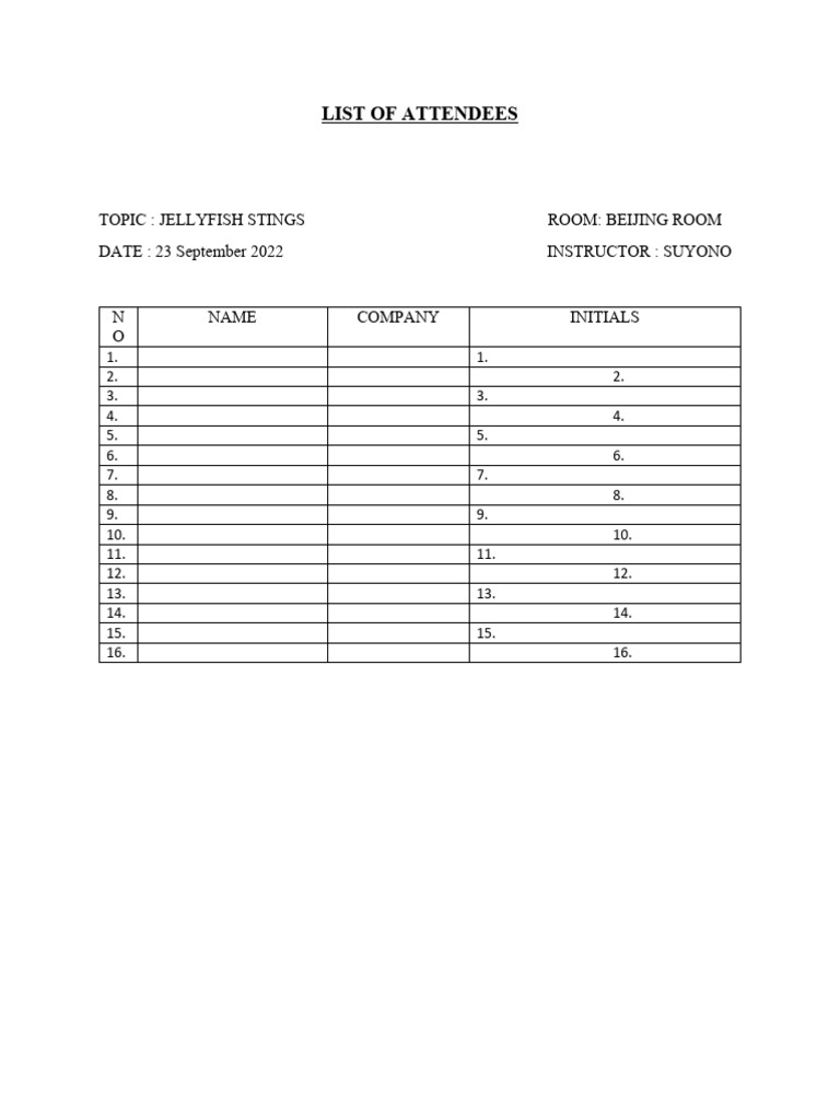 List of Attendees | PDF