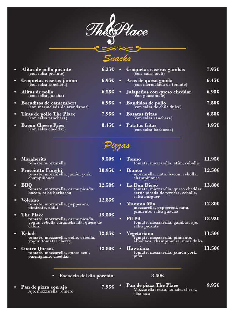 spanish menu7-COLOUR | PDF | Pizza | Alimentos