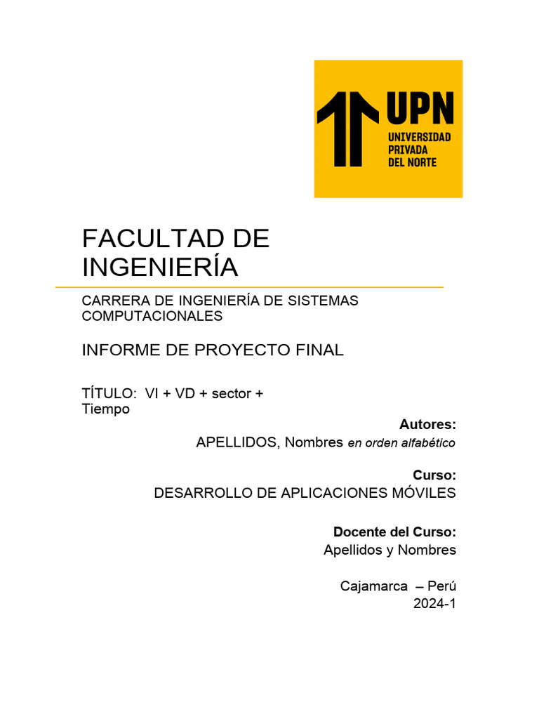 2024-1 - ISC-Informe - Proyecto Final - Desarrollo de Aplicaciones Móviles | Descargar gratis ...