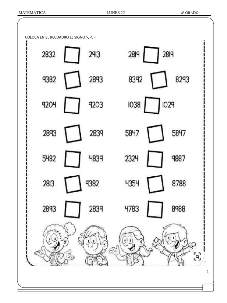 Ficha Comparacion de Numeros | PDF | Métodos y materiales de enseñanza ...