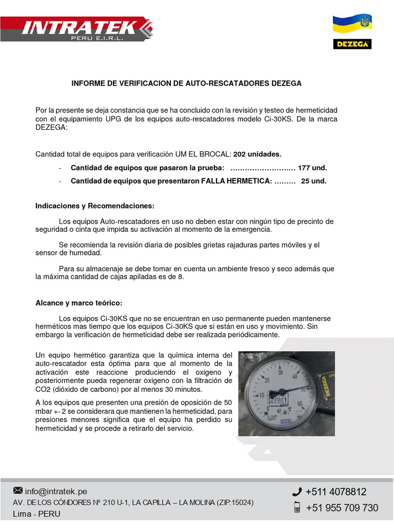 INFORME DE VERIFICACION DE AUTO RESCATADORES Ci 30 - EL BROCAL ...